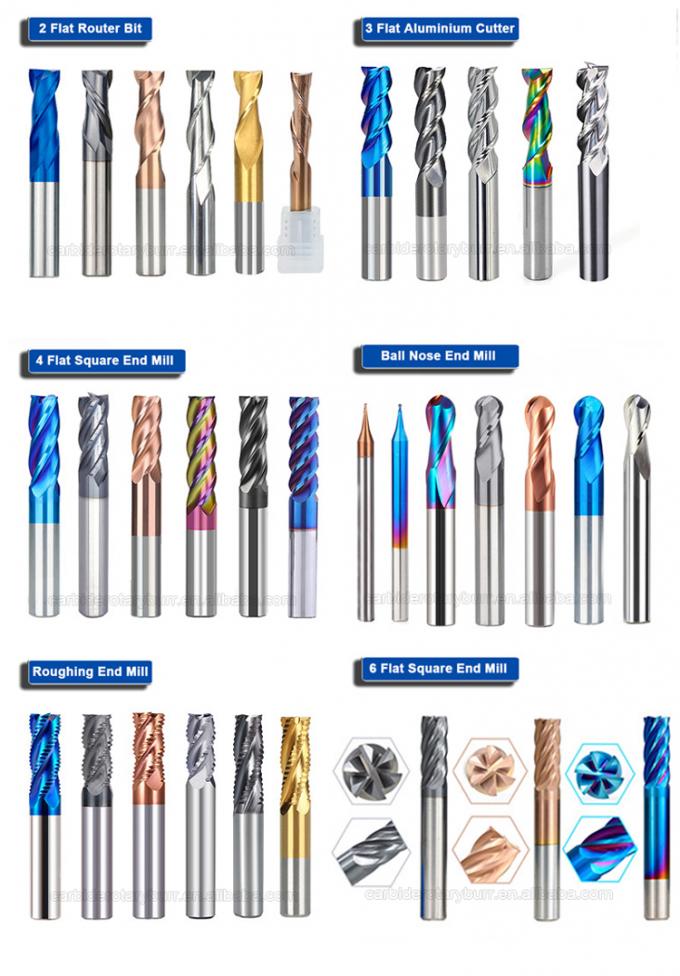 4 6 8 Mm HRC55 45 65 CNC Ball Nose Router Bits Milling Cutters