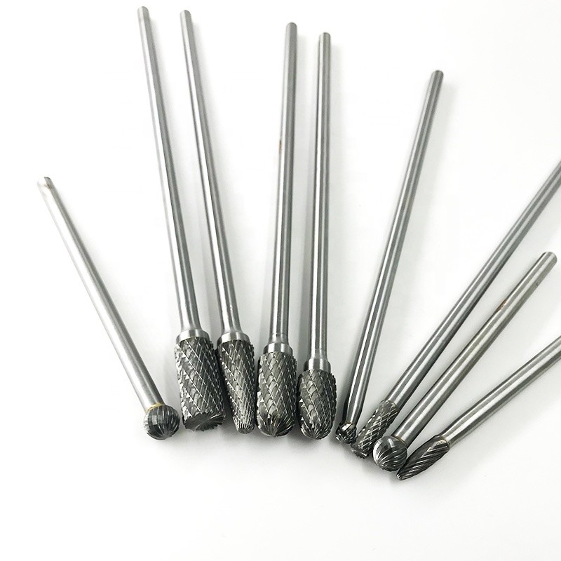 Two Sides Carbide Ball Burr Standard Cut Long Die Grinder Bits Silver Color