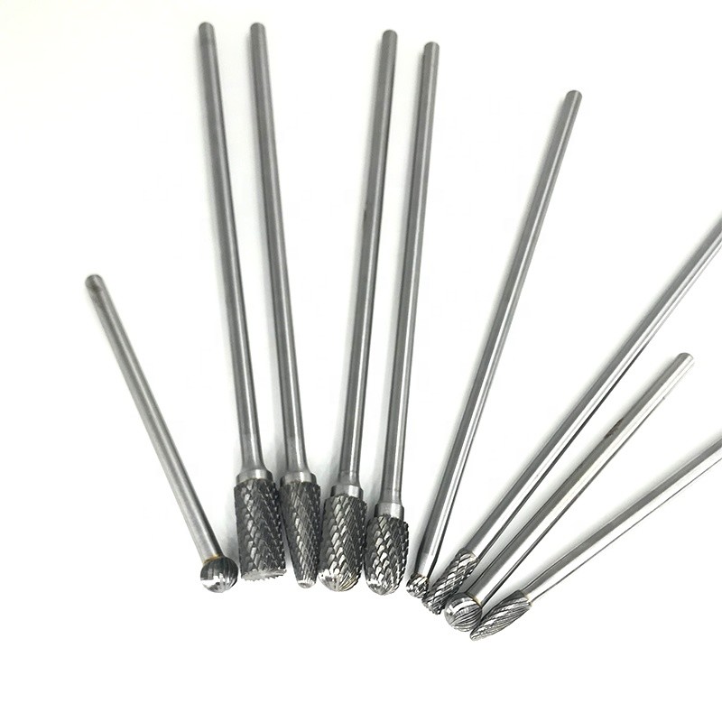 Two Sides Carbide Ball Burr Standard Cut Long Die Grinder Bits Silver Color